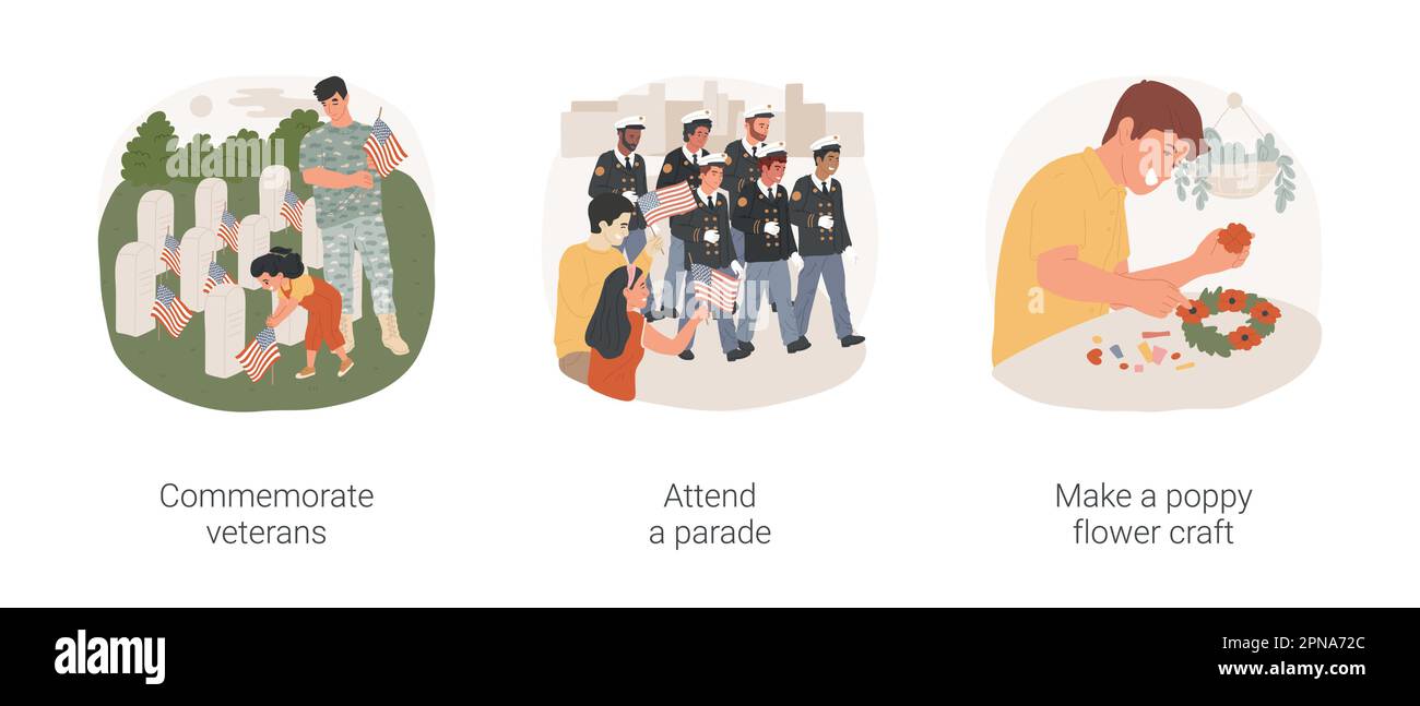 Memorial Day isolated cartoon vector illustration set. Commemorate ...