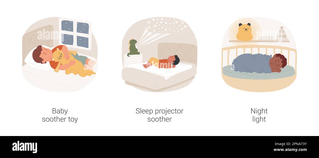 Baby bedtime isolated cartoon vector illustration set. Infant lying ...