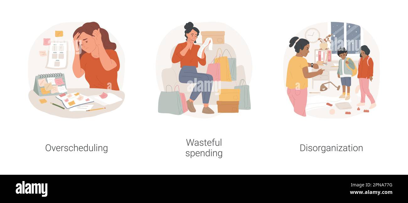 Planning problems isolated cartoon vector illustration set ...