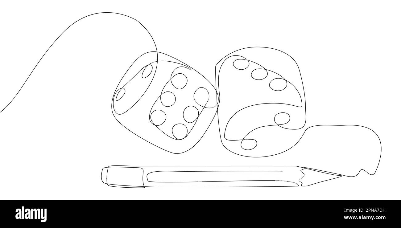 One Continuous Line Of Dice Drawn By With Felt Tip Pen Thin Line
