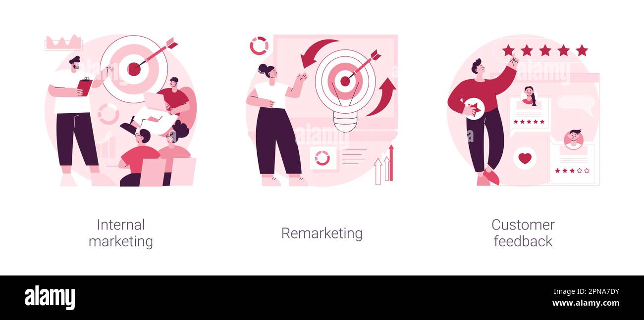 Company strategy and promotion abstract concept vector illustration set ...