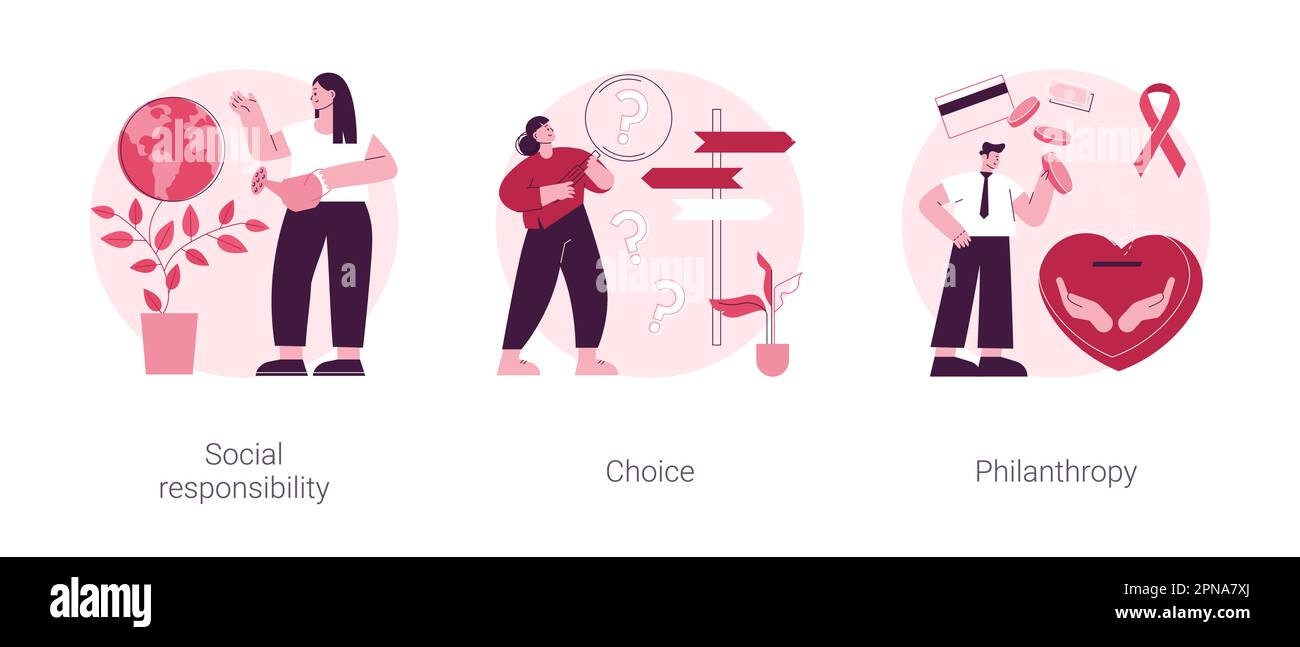 Decision making abstract concept vector illustration set. Social ...