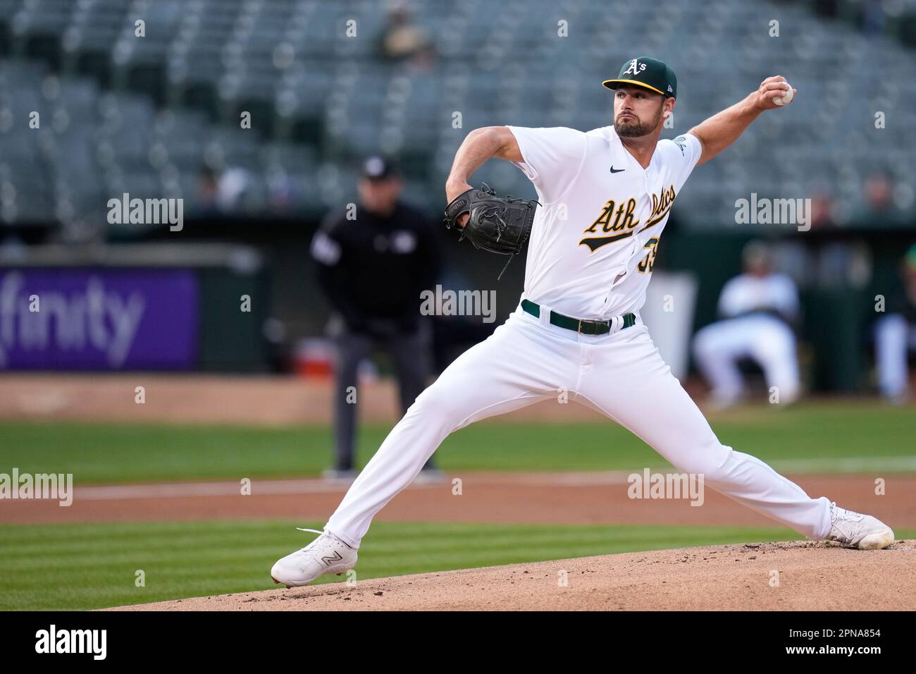 Oakland Athletics pitcher Kyle Muller throws against the Chicago Cubs ...