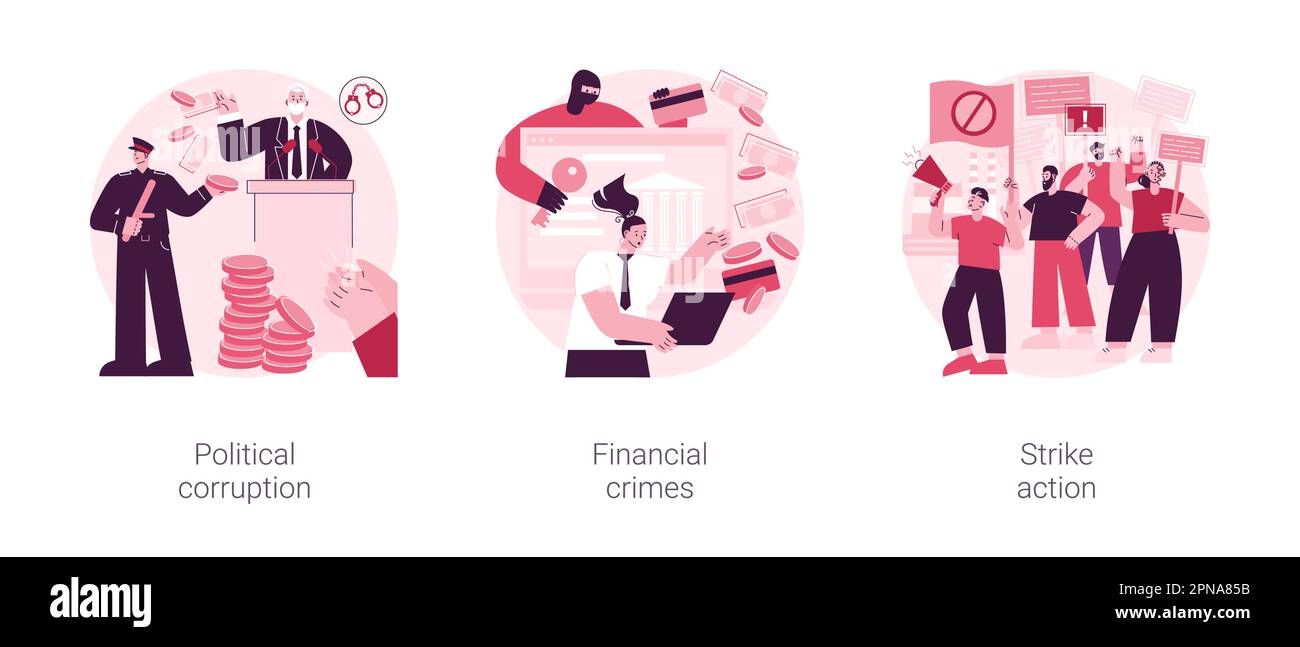 Scandal news abstract concept vector illustration set. Political ...