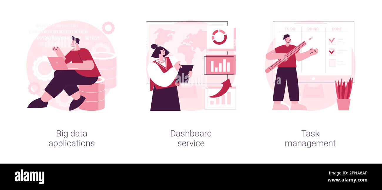 Big data analytics abstract concept vector illustration set. Big data ...