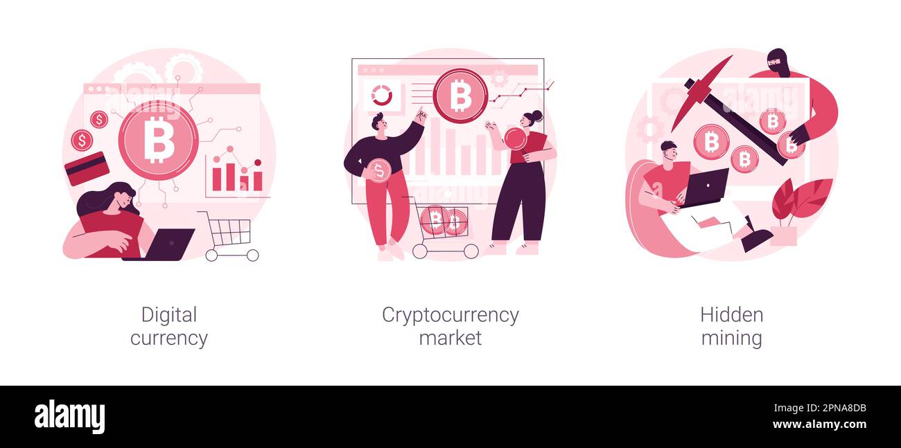 Digital money turnover abstract concept vector illustration set ...