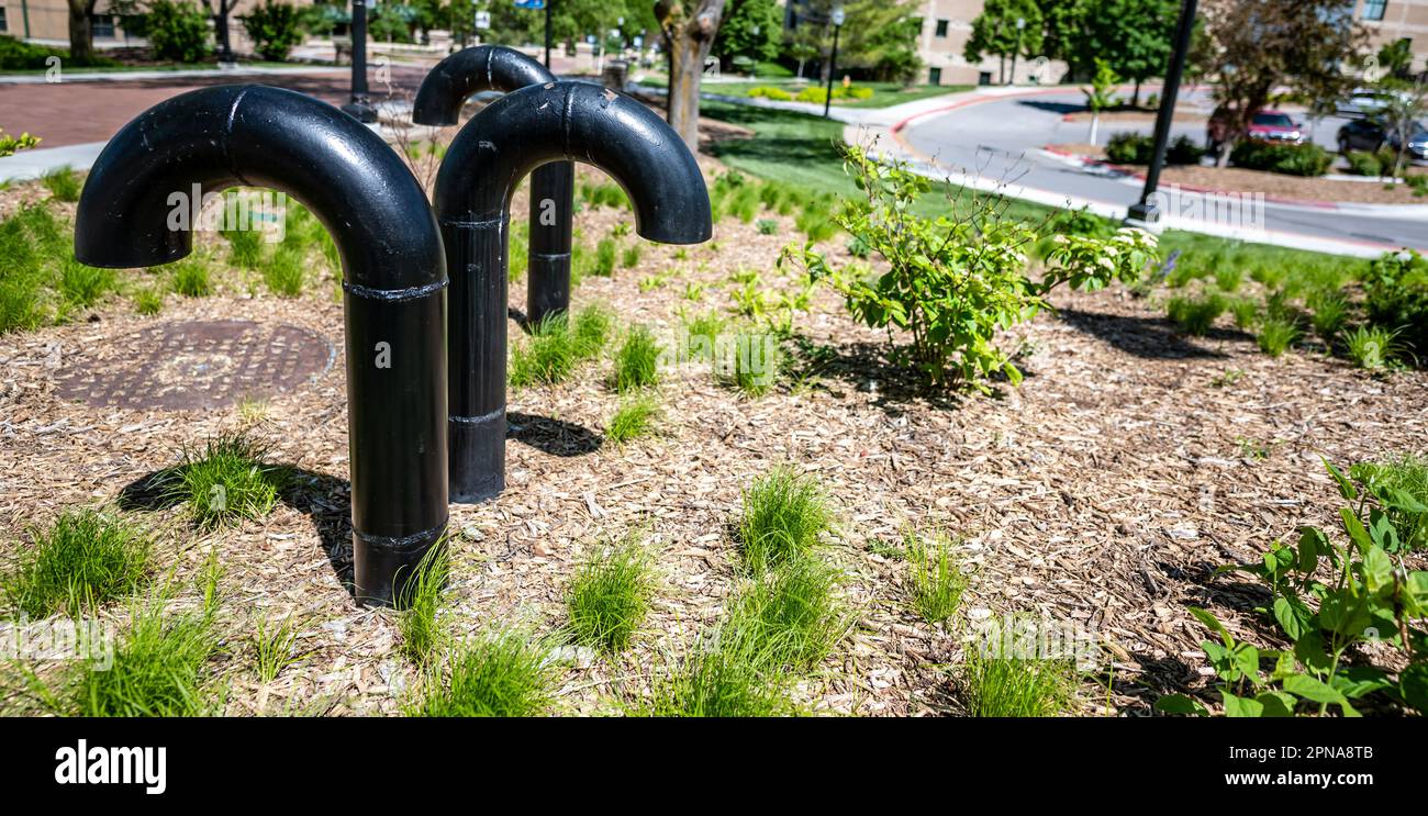 Underground structure manhole ventilation pipe in the shape of a candy ...