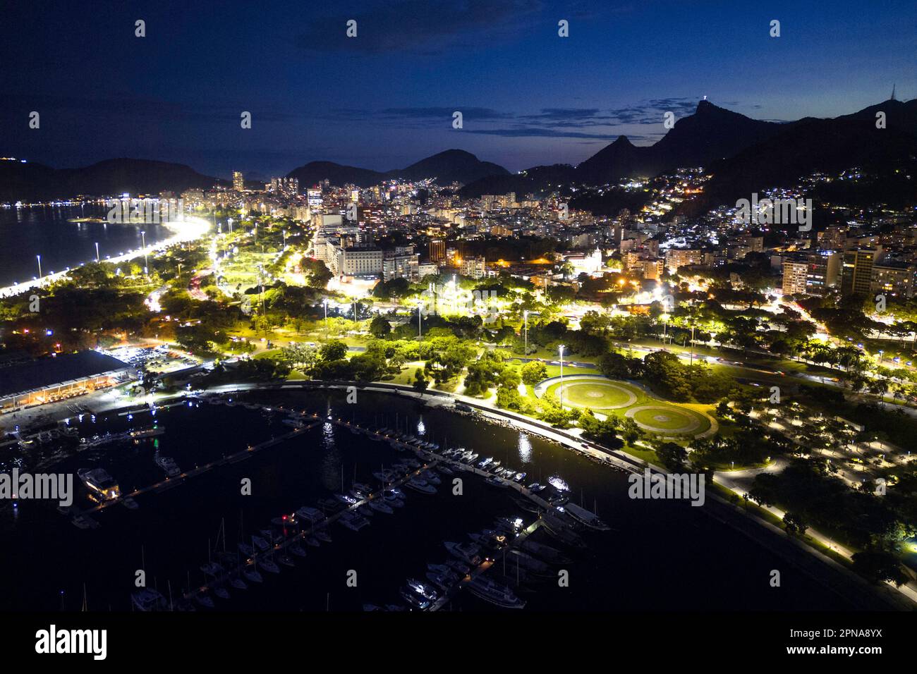 View of Gloria District Buildings and Corcovado Mountain in the Horizon ...