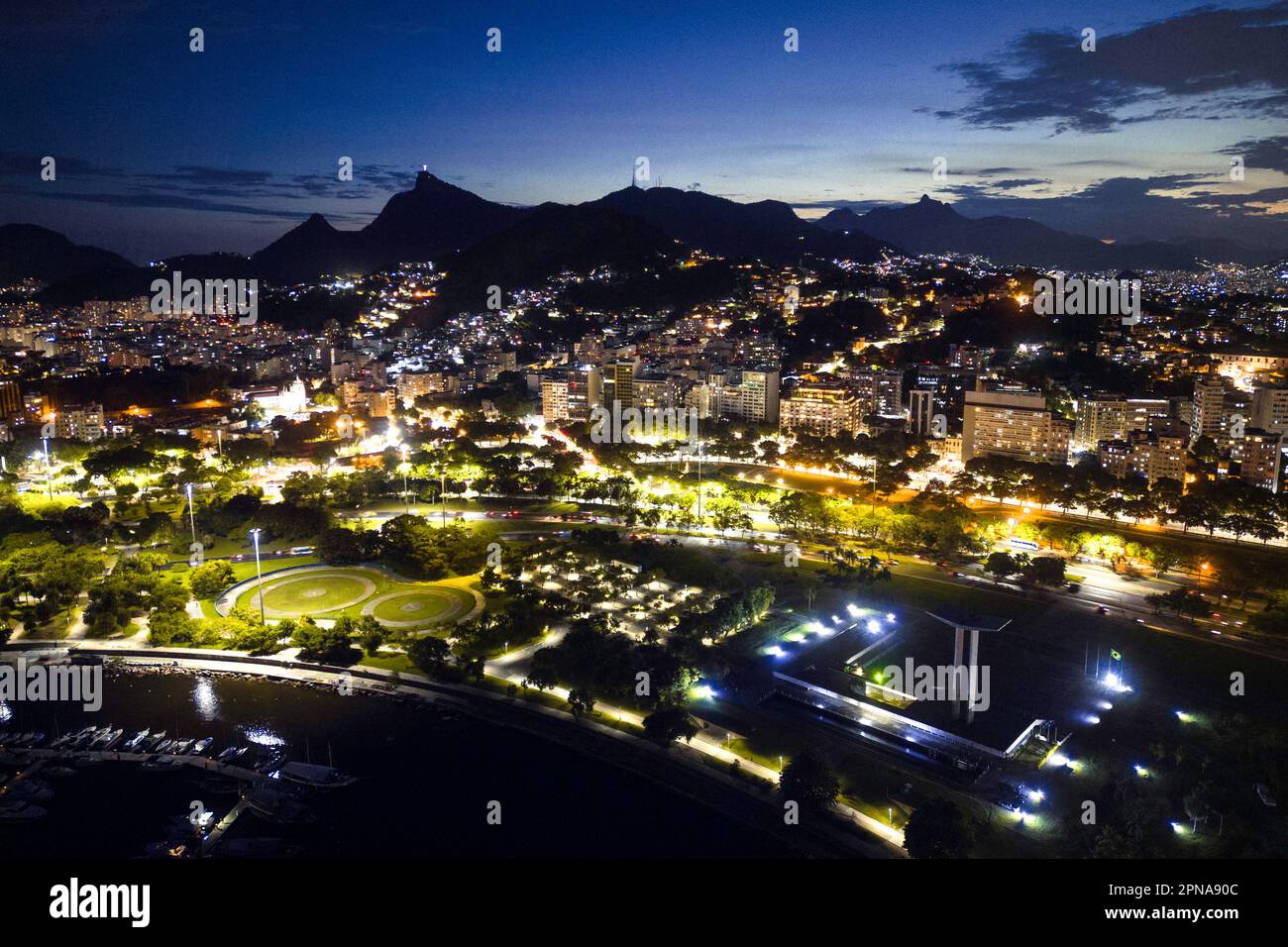 View of Gloria District Buildings and Corcovado Mountain in the Horizon ...