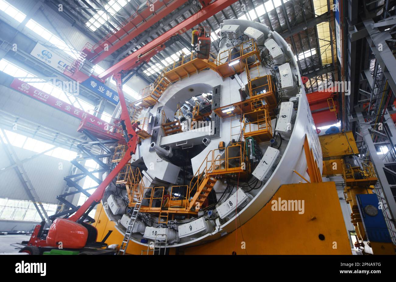 HANGZHOU, CHINA - APRIL 17, 2023 - Workers install parts of China ...