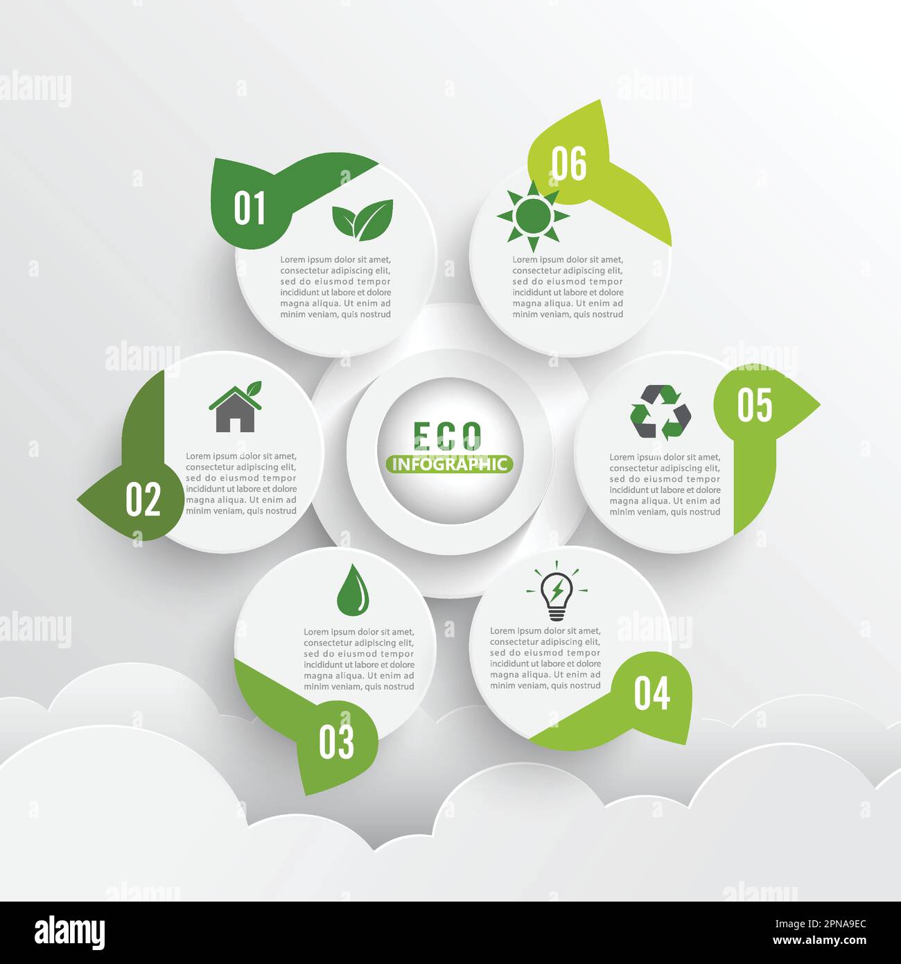 Modern green ecology design layout infographics 6 options. Template for ...
