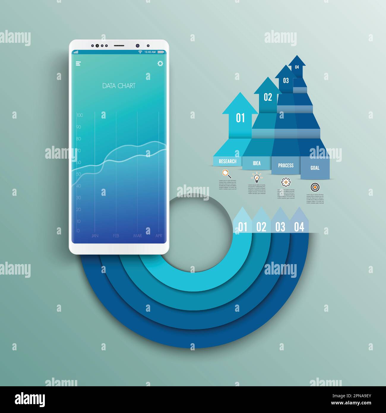 White smartphone mockup with infographic graph screen. Infographic ...