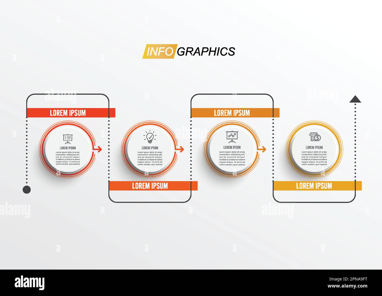 Thin line minimal infographic design template with 4 options or steps ...