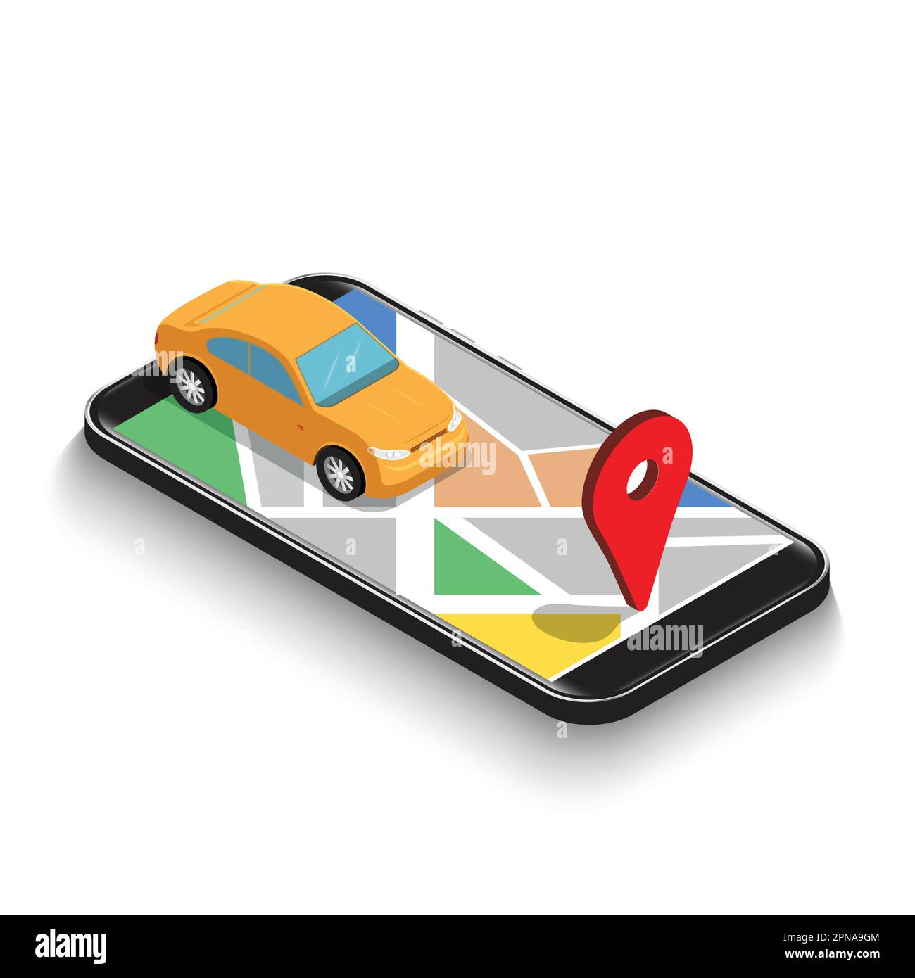 Flat 3d isometric car use gps map navigation application on smartphone ... Flat 3d isometric car use gps map navigation application on smartphone ...