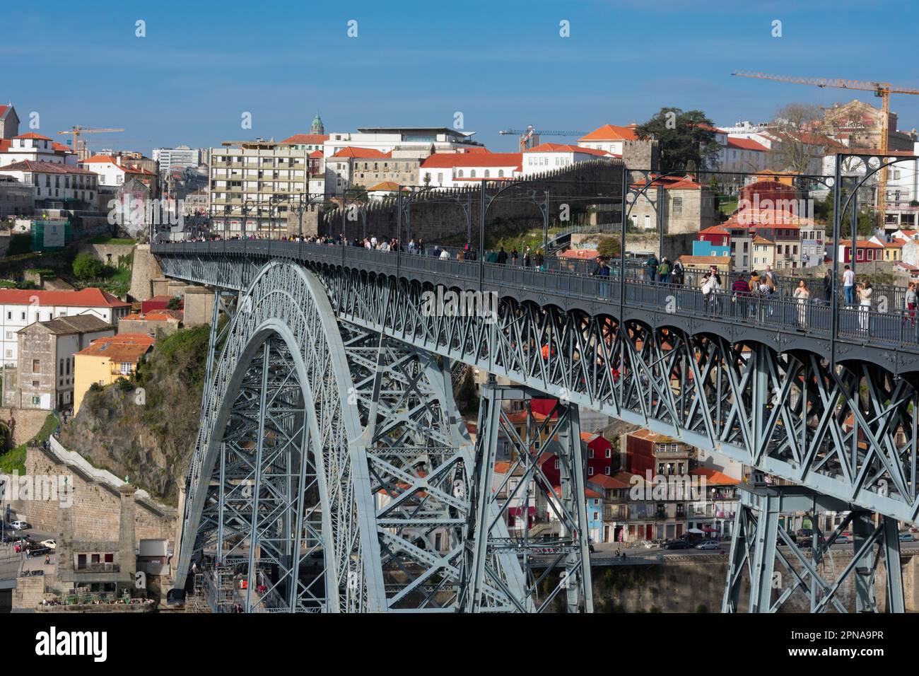 Oporto, Portugal. February 13, 2023. Dom Luis I Bridge and Oporto city ...