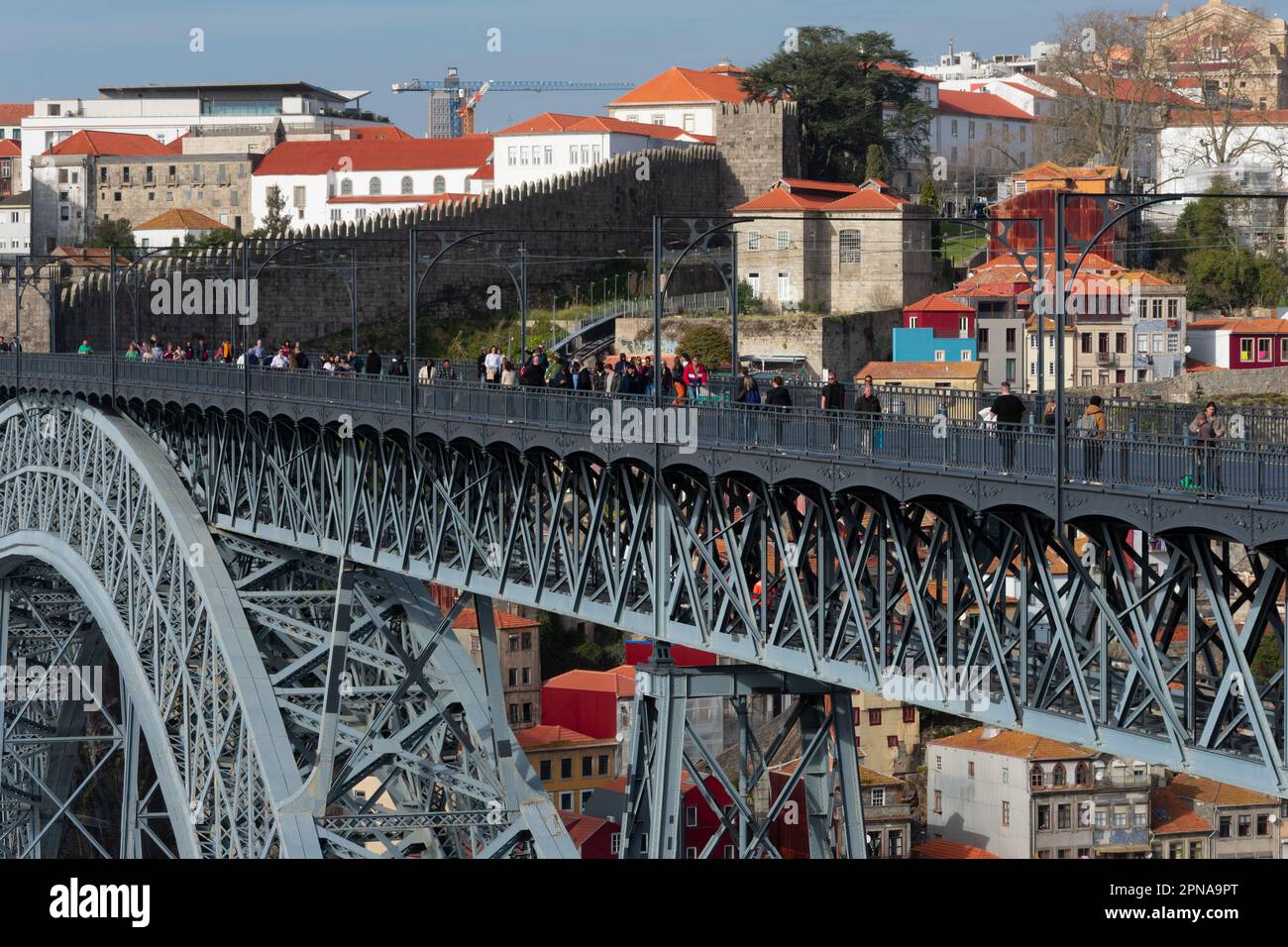 Oporto, Portugal. February 13, 2023. Dom Luis I Bridge and Oporto city ...