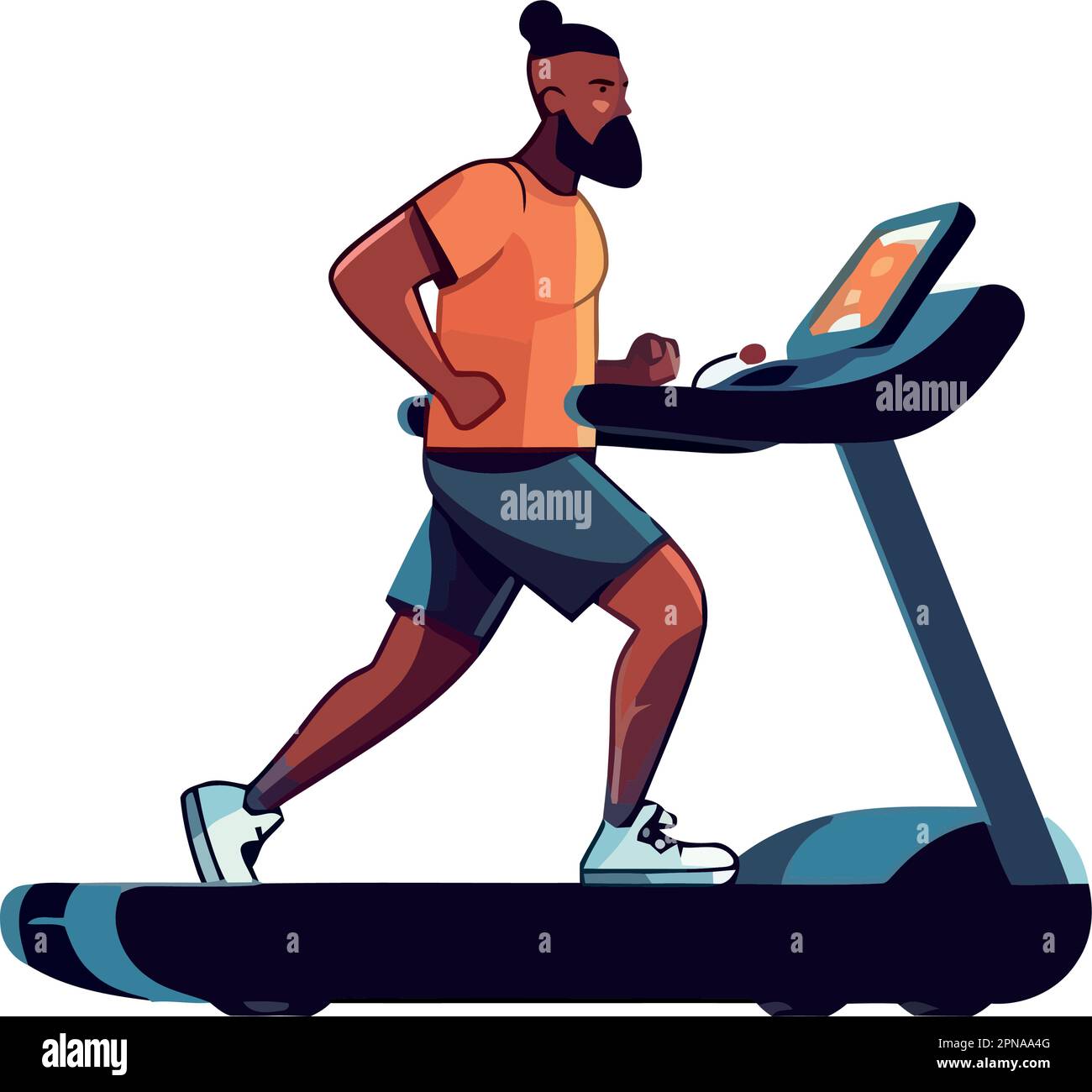 Man gym exercising treadmill Stock Vector Images - Alamy