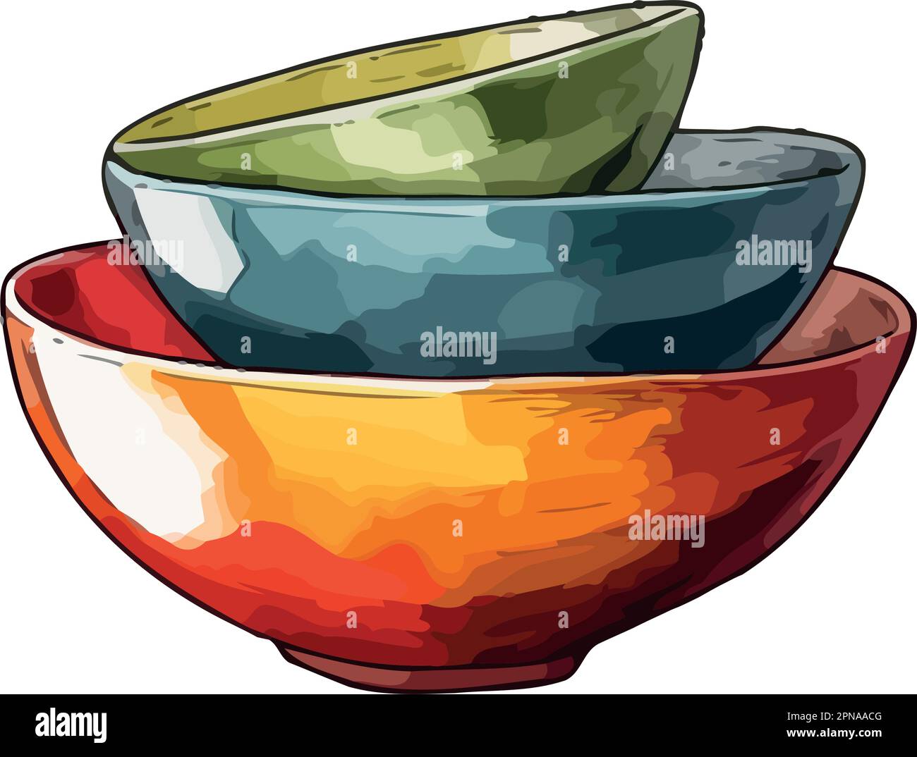 Multi colored crockery set Stock Vector Image & Art - Alamy
