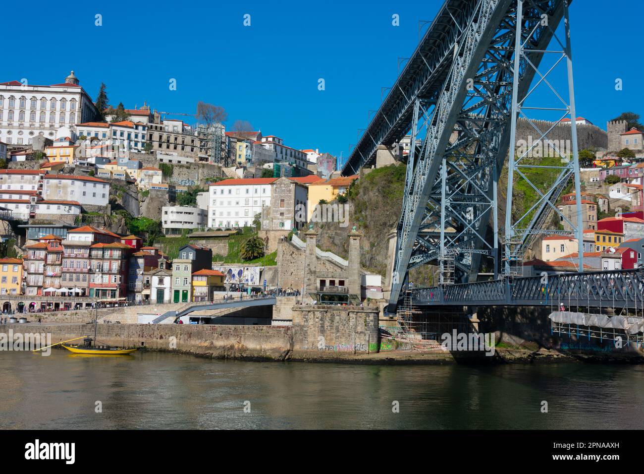 Oporto, Portugal. February 14, 2023. Dom Luis I Bridge and Oporto city ...