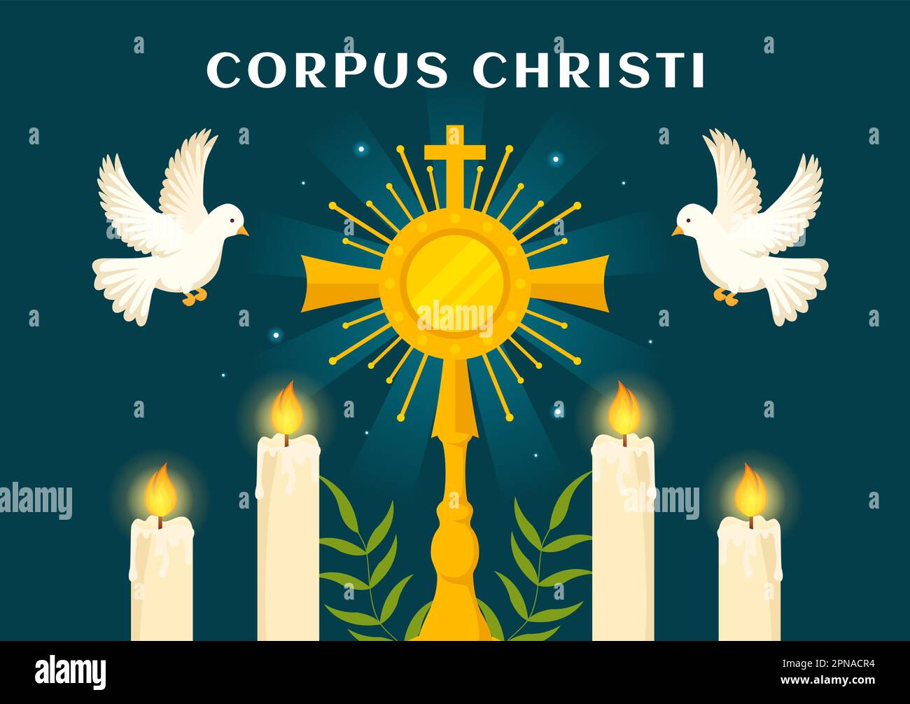 Corpus Christi Catholic Religious Holiday Vector Illustration with ...