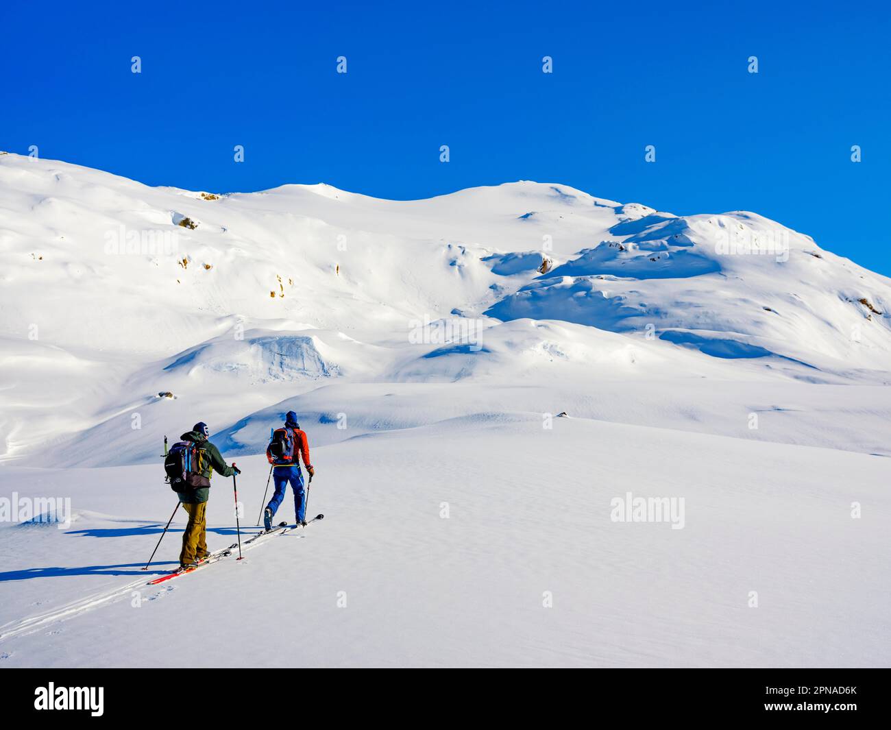 Ski mountaineer on ski tour, Tasiilaq, Ammassalik Island, Kommuneqarfik ...