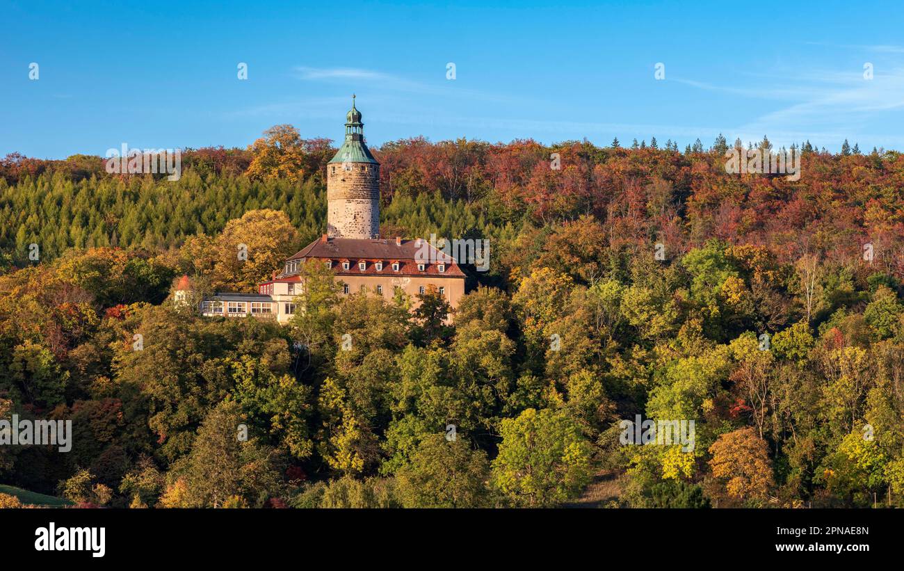 Tonndorf Castle surrounded by forest in autumn, Weimarer Land ...