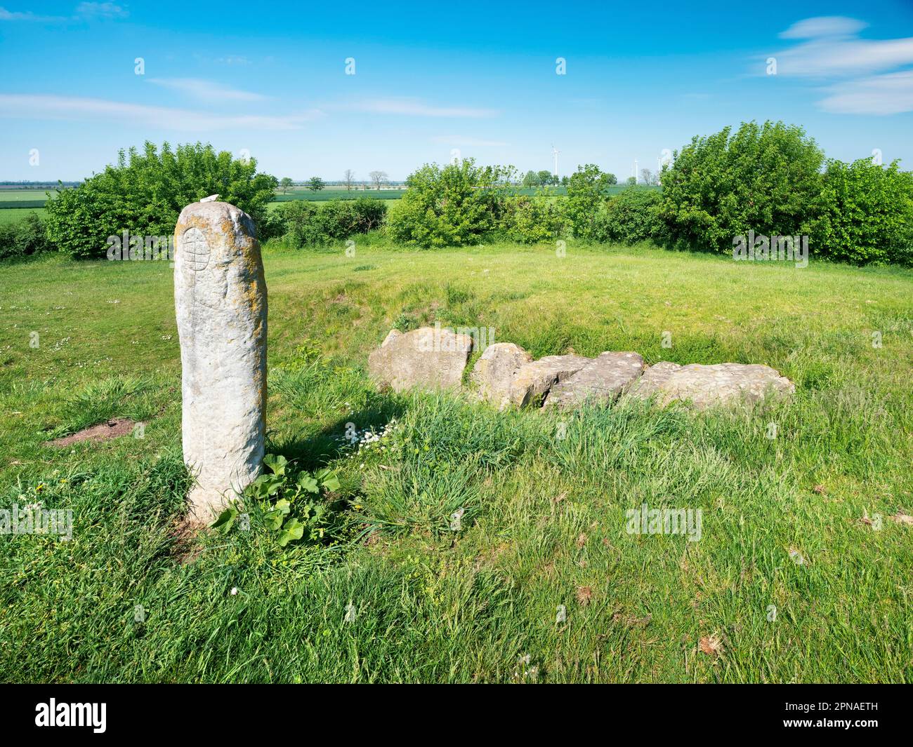 Monument ensemble, dolmen goddess and megalithic tomb, Neolithic ...