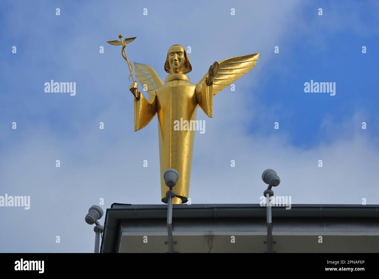 Sculpture Golden Angel by Fritz Bartsch-Hofer 1956, modern art, golden ...