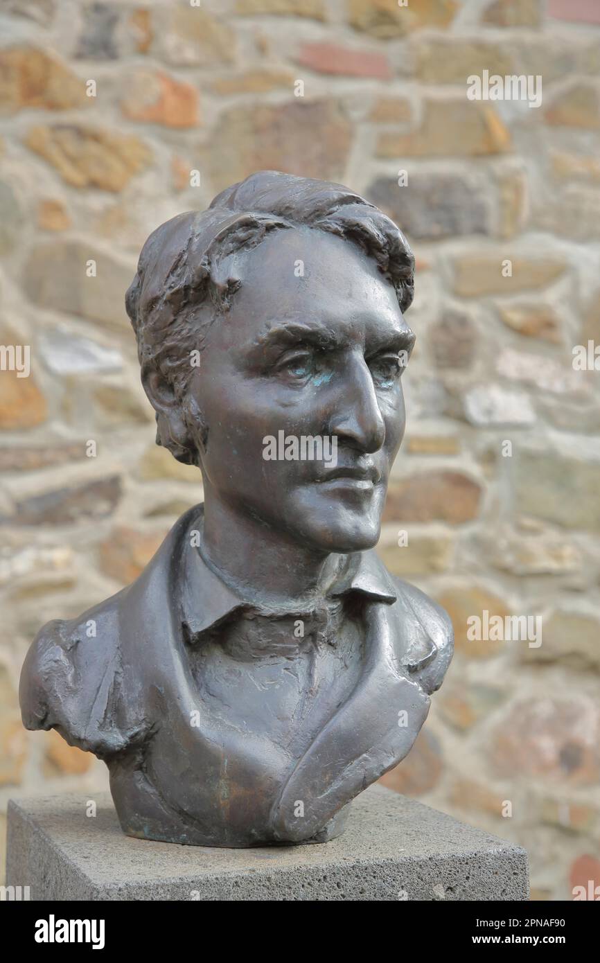 Sculpture Ludwig Boerne by Thomas Burhenne 2006, bronze figure, head ...