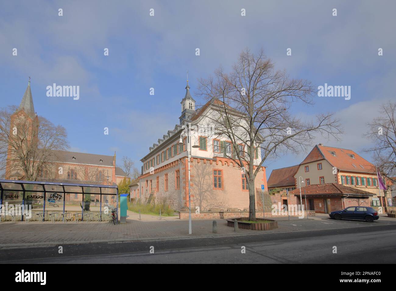 St. Gallus Church and Palatine Castle at Wendelinuspark with Protestant ...