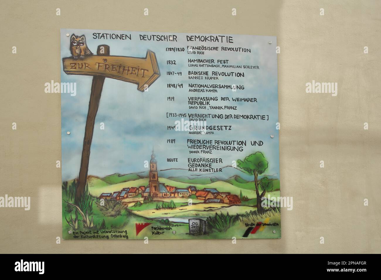 Mural on the stations of German historical democracy, National Assembly ...