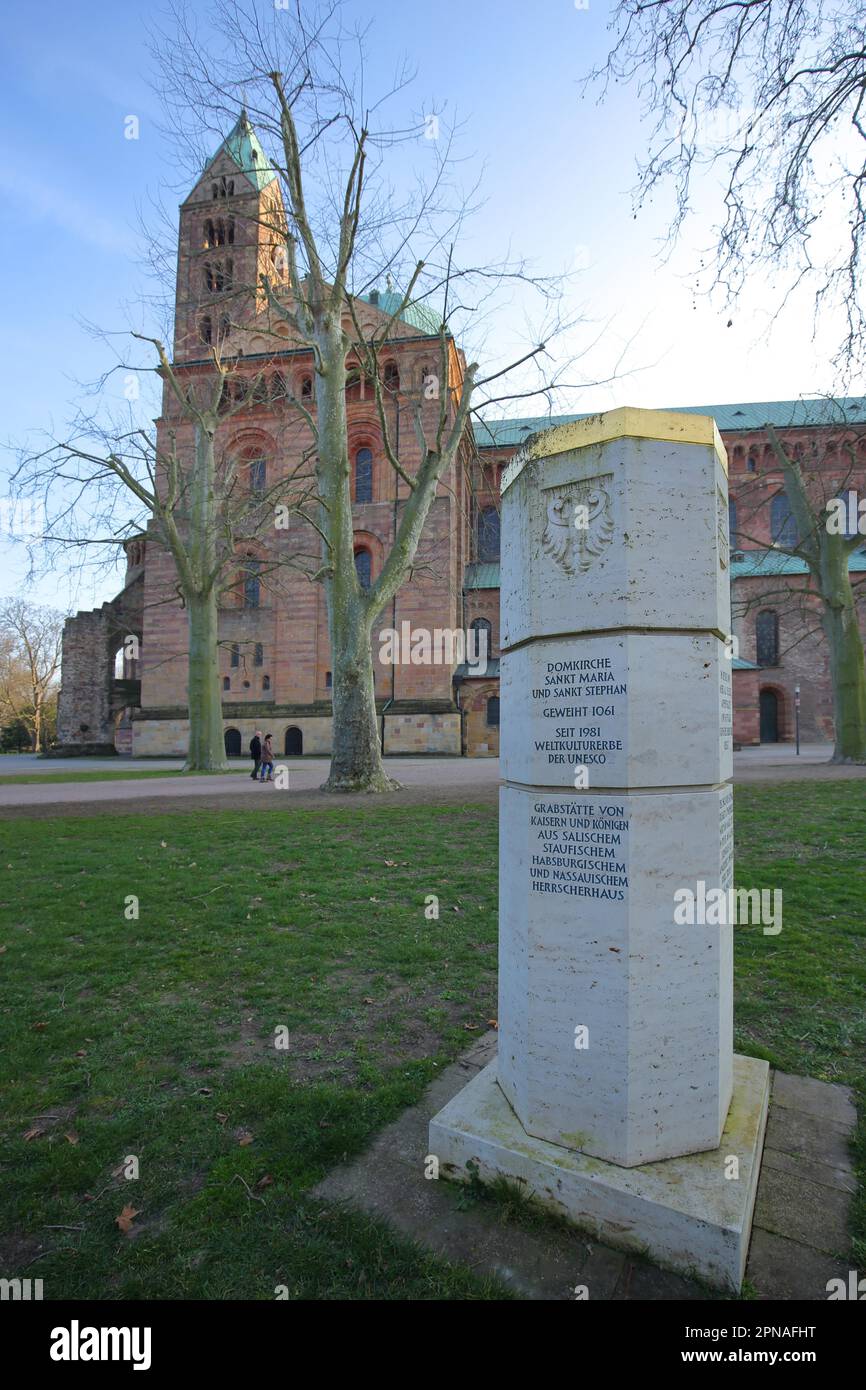 Staufer stele with inscription and monument to historic emperors and ...