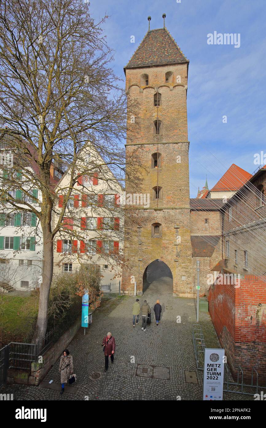 Medieval butcher's tower built in 1340 and historic city fortifications ...