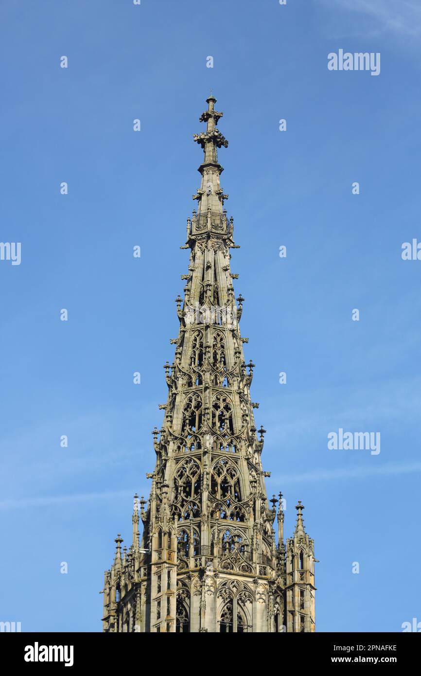 Spire of Gothic Ulm Minster, Ulm, Baden-Wuerttemberg, Germany Stock ...