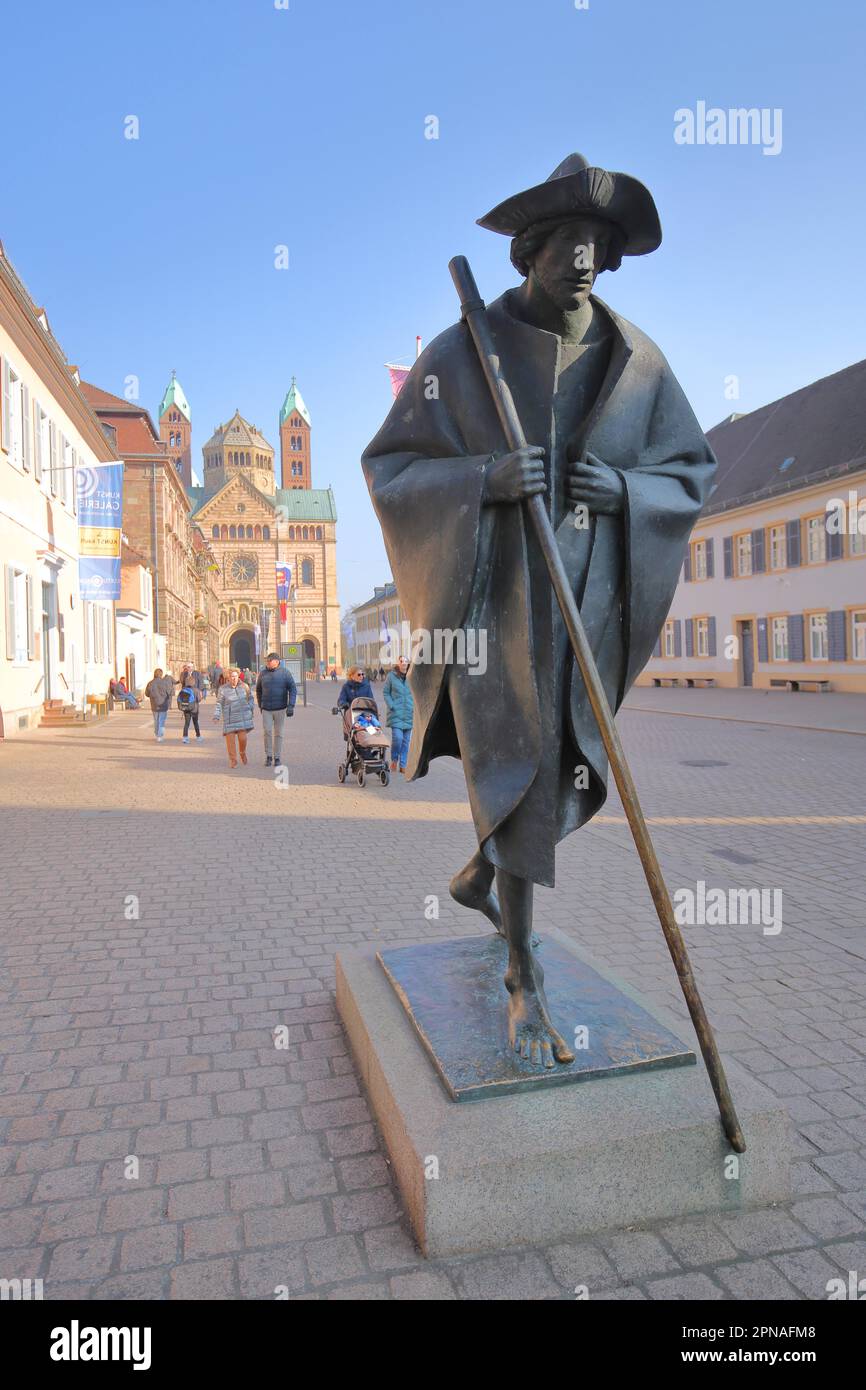 Sculpture Pilgrim by Martin Mayer 1990, bronze figure, pilgrim of St ...