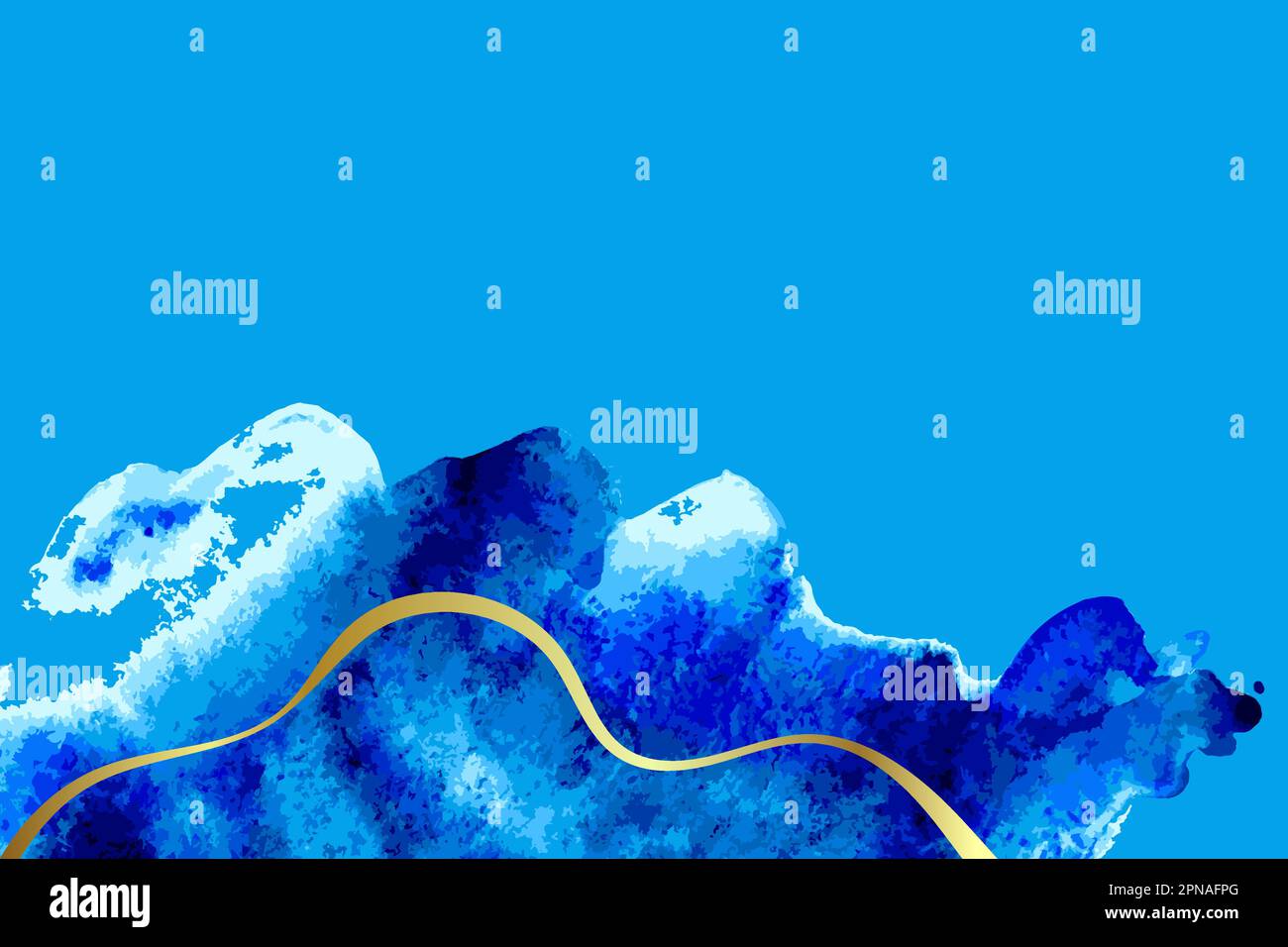 Blue and Gold Wave Artwork Watercolor Vector Template Stock Vector ...