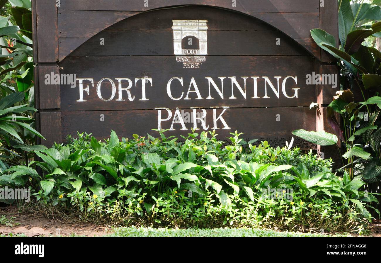Sign for Fort Canning Park in Singapore Stock Photo - Alamy