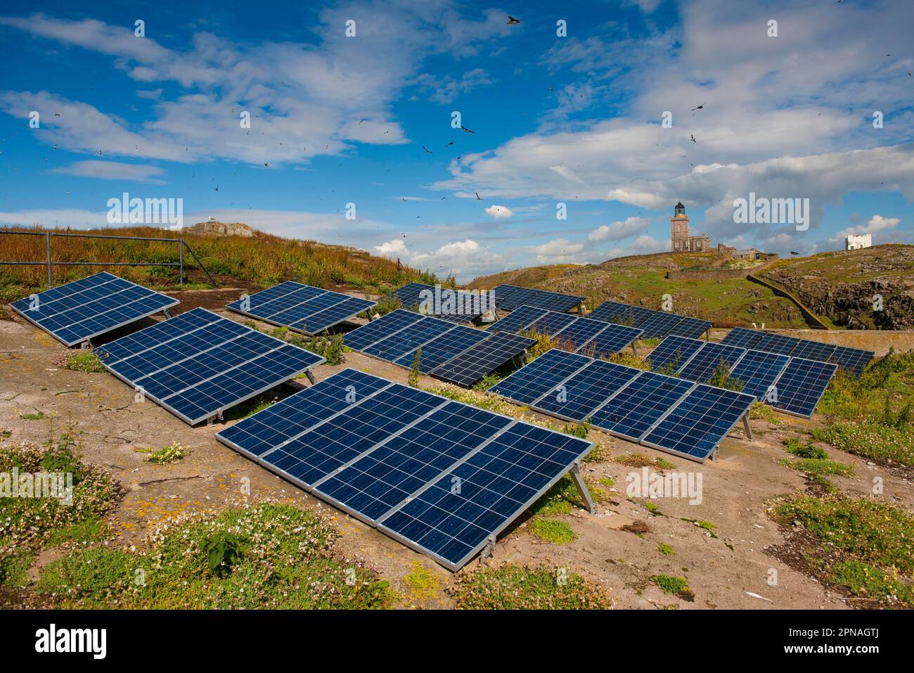 Solar panels gererating electricity to power lighthouse, with Atlantic ...