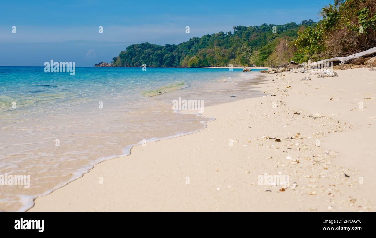 view at the beach of Koh Kradan island in Thailand, aerial view over ...