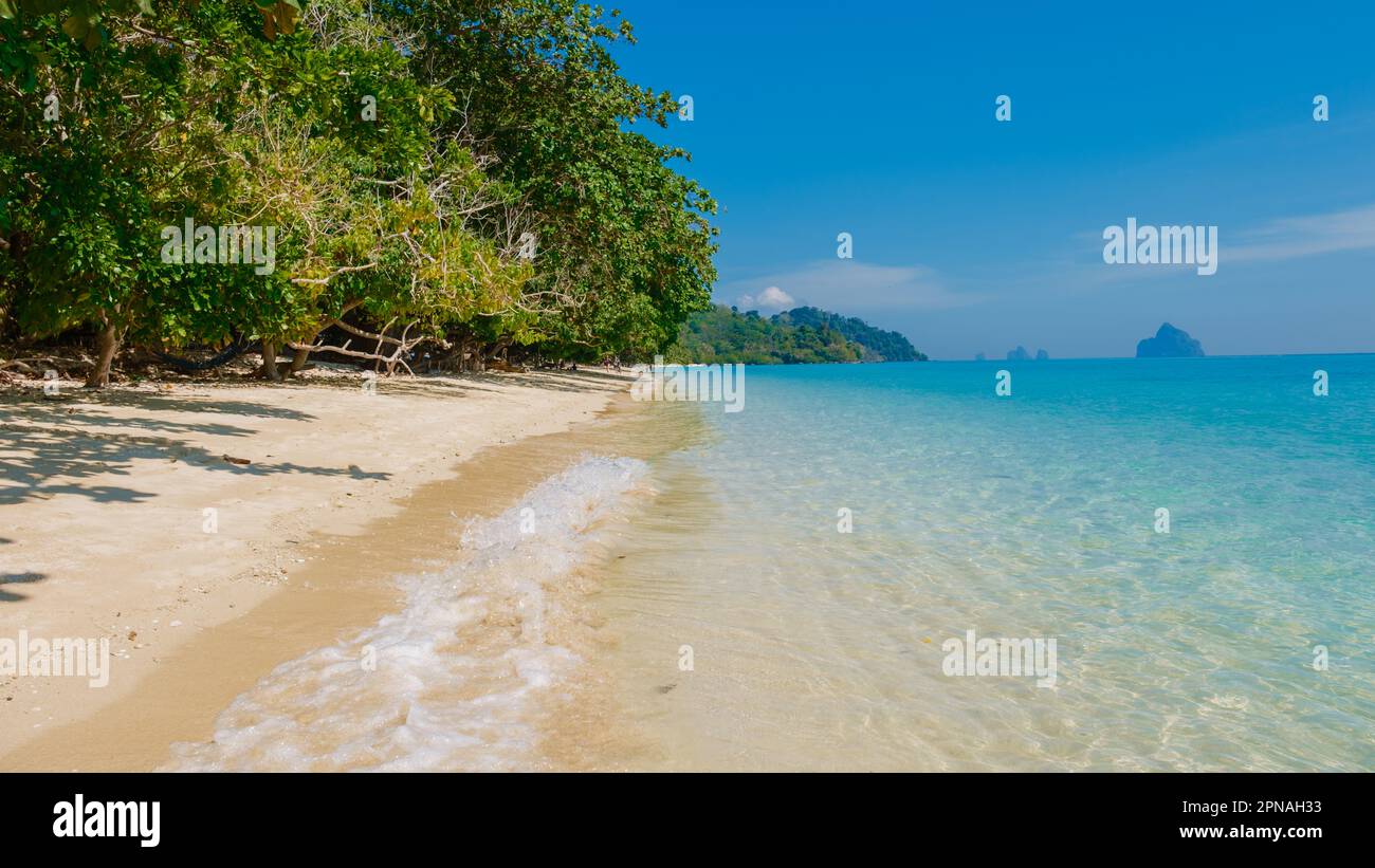 view at the beach of Koh Kradan island in Thailand, aerial view over ...