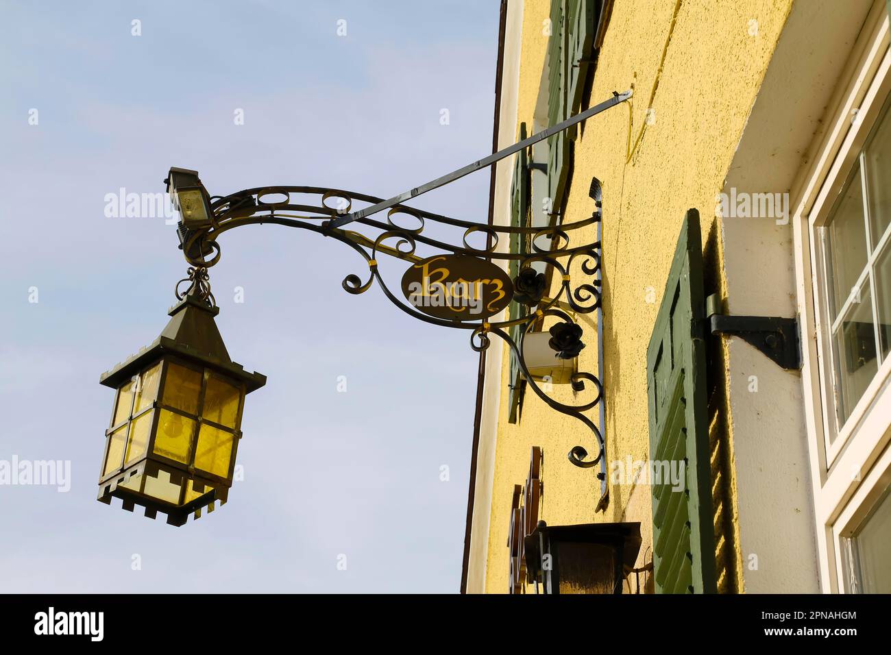 Gmindersdorf, inn, restaurant Karz, inn sign, lamp, writing, text ...