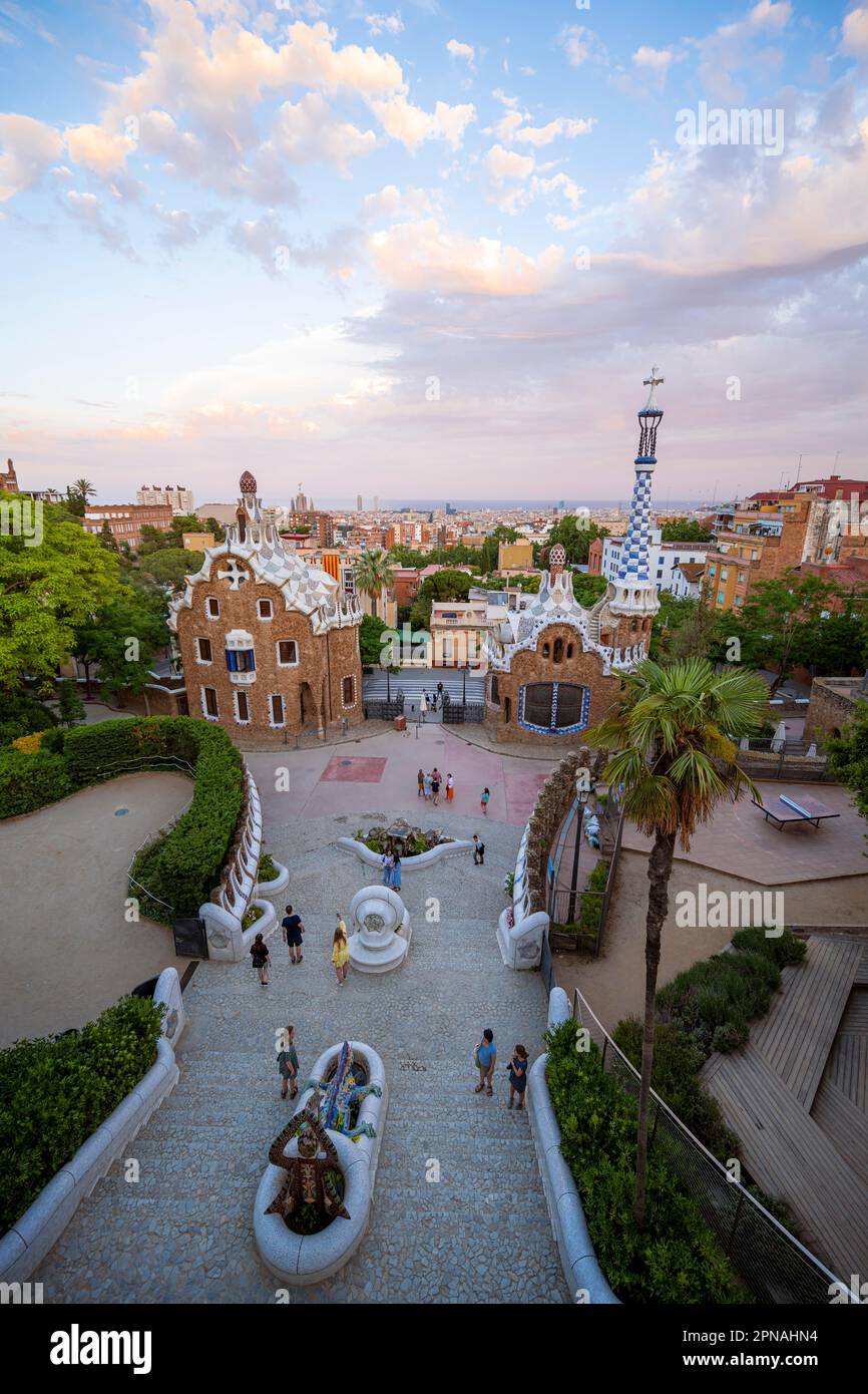Entrance stairs with fountain, entrance building at the back, Casa de ...