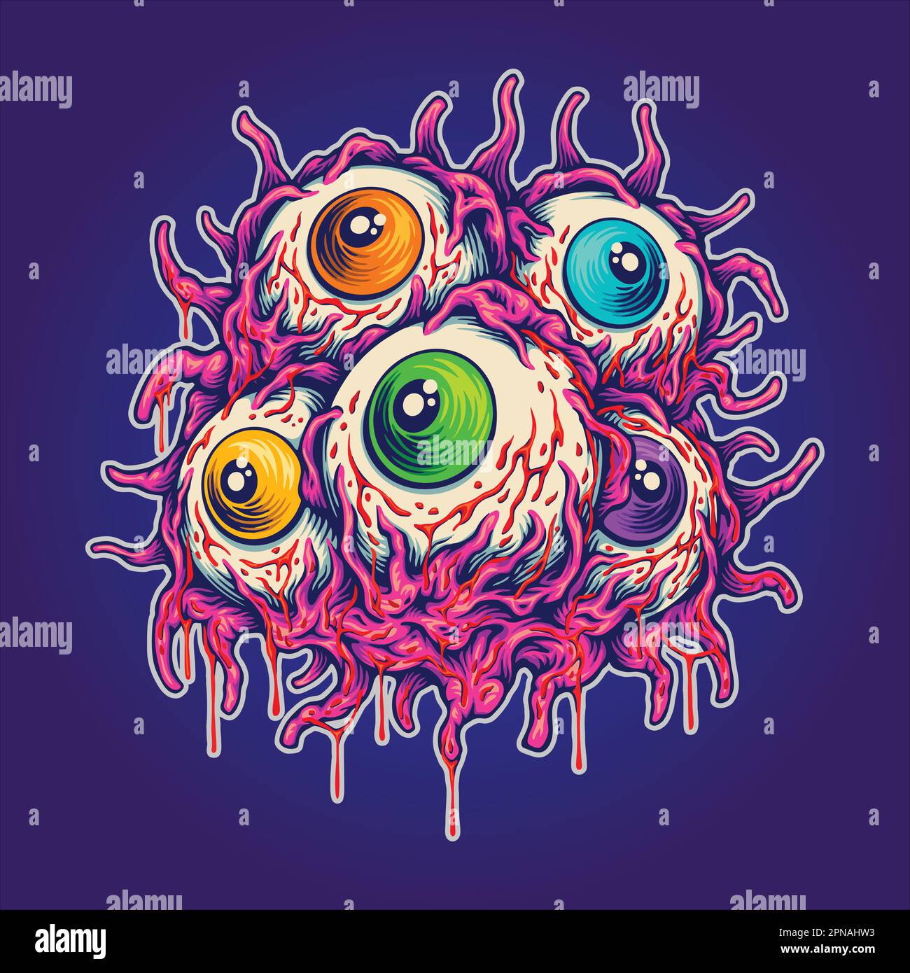 Horror eyeballs slimy monster creepy logo illustrations vector for your ...