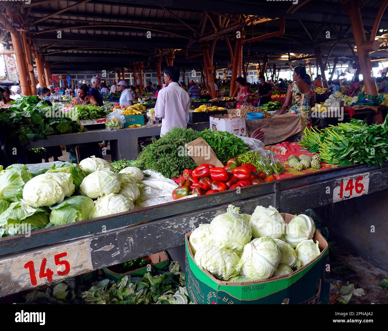 Large farmers market in the town of Centre de Flacq, Mauritius Stock ...