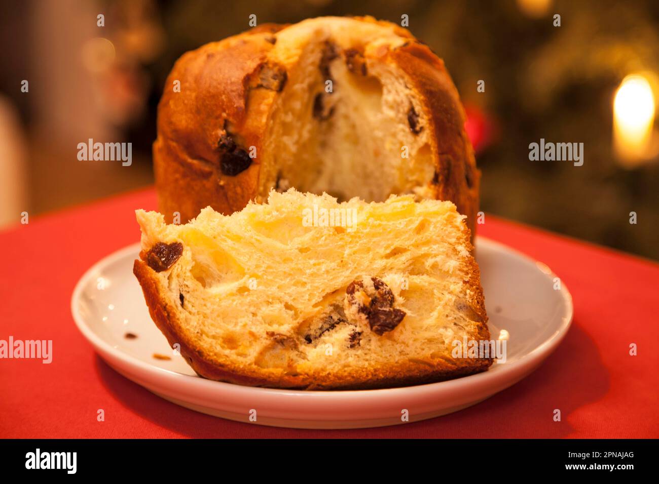 Panettone, Italian cake, sliced Stock Photo - Alamy