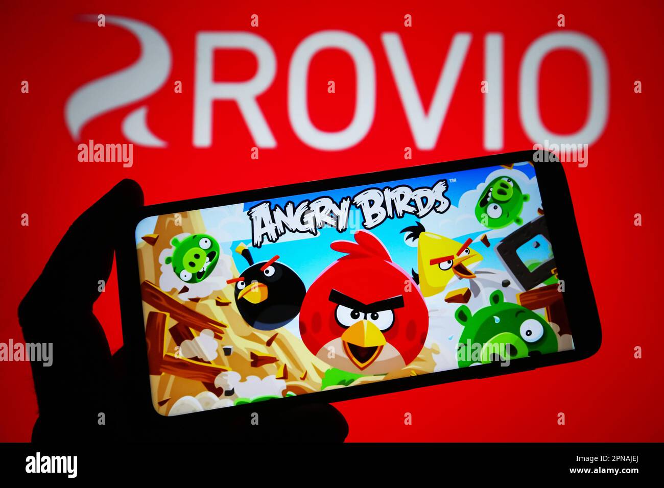 Ukraine. 17th Apr, 2023. In this photo illustration, Angry Birds logo ...