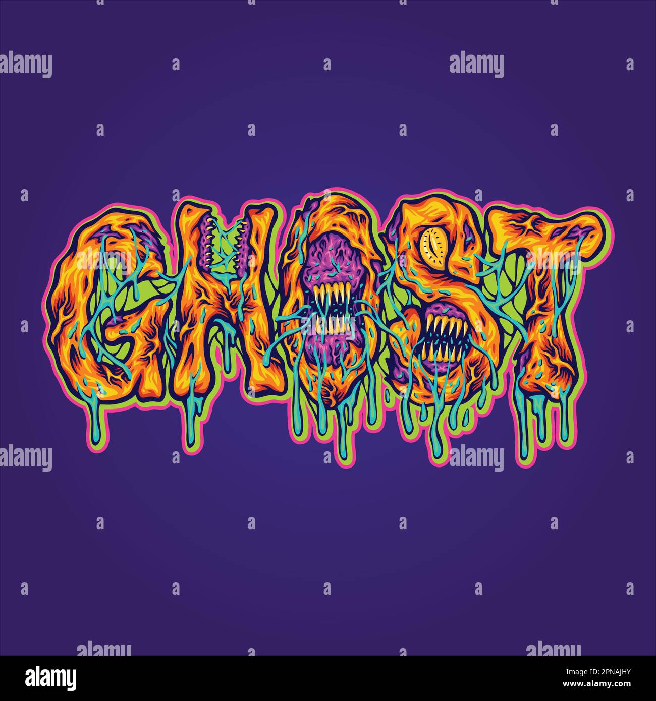 Creepy ghost typeface with monster text effect illustrations vector for ...