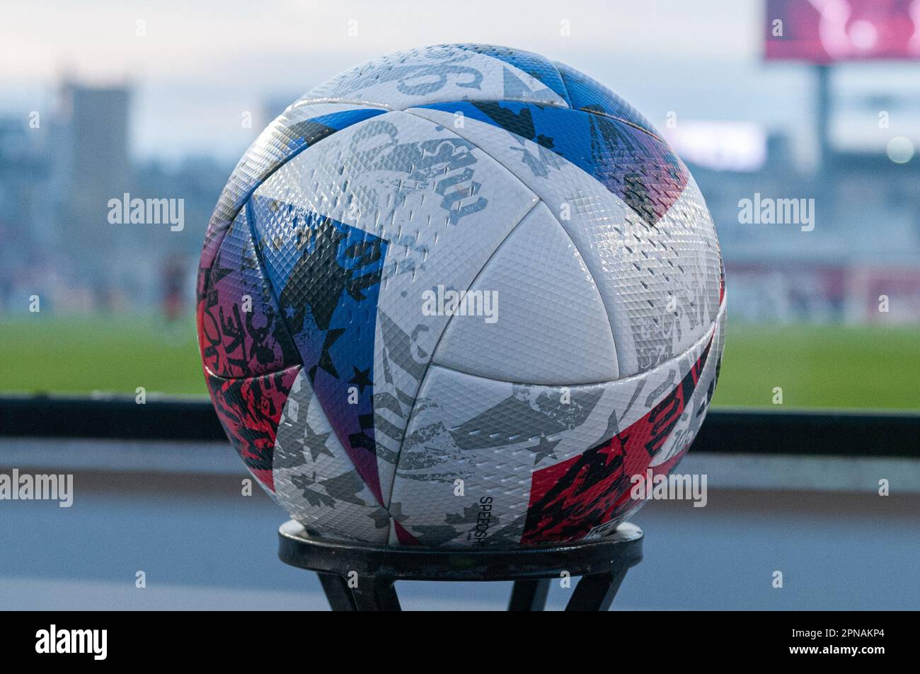 Toronto, ON, Canada - April 15: View at game ball with MLS logo during ...
