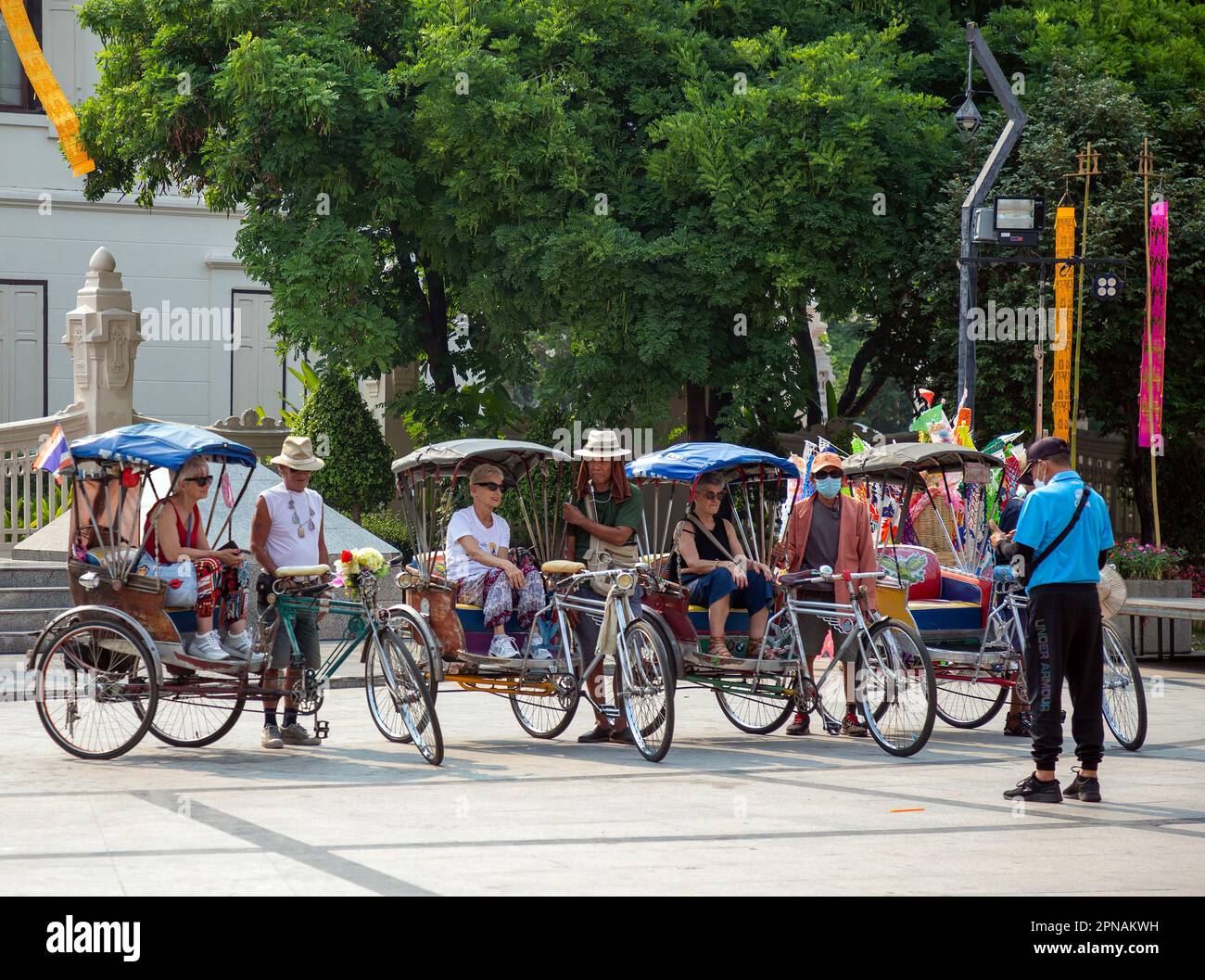Thailand. 17th Apr, 2023. Foreign tourists seen on a rickshaw prepares ...