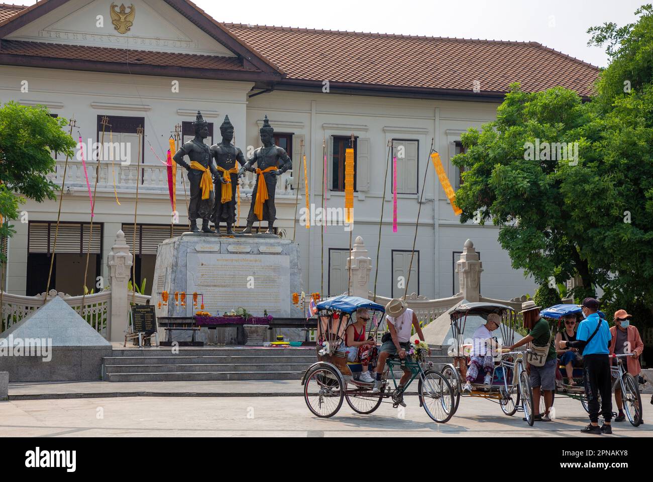 Thailand. 17th Apr, 2023. Foreign tourists seen on a rickshaw prepares ...